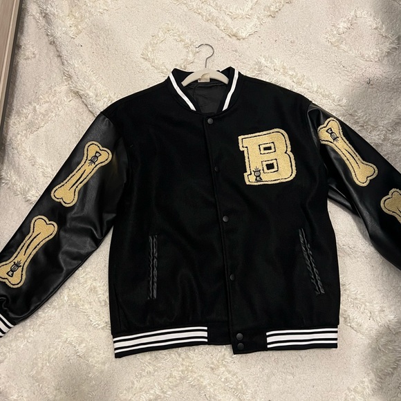 Jackets & Coats | Never Worn Bone Varsity Jacket | Poshmark